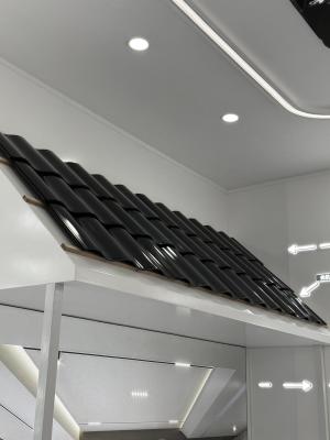 China 50W 23.8% Efficiency BIPV Roof Curved Solar Panel Double Glass Power Generation Tile 685x420mm for sale
