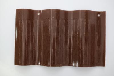 China 50W Double Glass BIPV Curved Solar Tile Shingle Black Energy Efficient Roof Tile 685x420mm 12 Year Warranty for sale