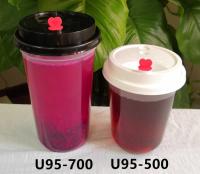 China Clear Takeaway Disposable Plastic Cups Thickened U-Shaped 95 Calibre 500ml With Lids for sale