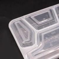 China Four Compartment PP Rectangle Lunch Box Food Container Food Grade With Convex Lid for sale