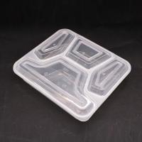 China Four Compartment PP Rectangle Lunch Box Food Container Food Grade With Convex Lid for sale