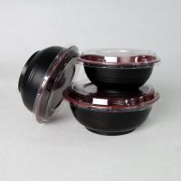 China Red And Black Noodle Soup Container Disposable Plastic Noodle Bowl for sale