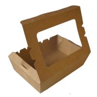 China Custom Logo Food Container Box Disposable Kraft Paper Box With Window for sale