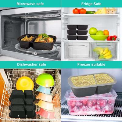 China Plastic Meal Prep 3 Compartment Clamshell Hinged Food Take Out Container Disposable for sale