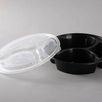 China 3 Compartments Fast Food Plastic Pp Take Away Lunch Box Disposable Black for sale