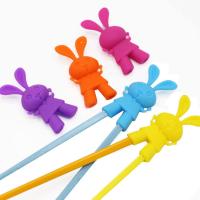 China Cartoon Rabit Shaped Silicone Helper Chopstick Head for Kid Training for sale