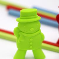 China Cartoon Snowman Shaped Flatware Silicone Chopsticks Holder Chopstick Head For Kid for sale