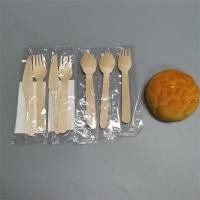 China Eco Friendly Disposable Wood Cutlery Wooden Knife Fork Spoon Set With Bag for sale