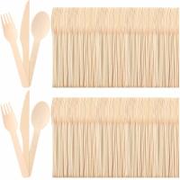 China Natural Biodegradable Bulk Birch Wood Spoon / Forks / Knives Disposable for sale