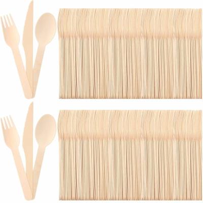 China Natural Biodegradable Bulk Birch Wood Spoon / Forks / Knives Disposable for sale