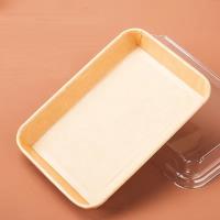 China Degradable Sushi Tray Recyclable Paper Sushi Container With Lid Cake Container for sale