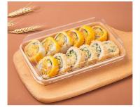 China Degradable Sushi Tray Recyclable Paper Sushi Container With Lid Cake Container for sale