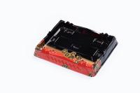 China Black Red Disposable Sushi Box With Transparent Lid Take Out Sushi Tray Fruit Cake Dessert Container for sale