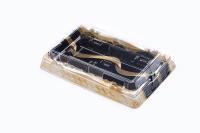 China Sushi Tray With Anti Fog Lid Disposable Sushi Box To Go Box Black Plastic Container for sale