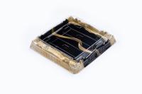 China Sushi Tray With Anti Fog Lid Disposable Sushi Box To Go Box Black Plastic Container for sale
