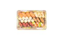 China Sushi Trays With Lids For Takeout And Desserts Disposable Pet With Cover Pastry Box for sale