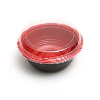 China Disposable food packaging box Round red plastic thickened fast food box with lid leakproof soup bowl lunch box manufactu for sale