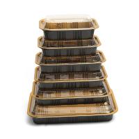 China Disposable Japanese sushi box Golden plastic packing box with lid high-end sushi box bento made by manufacturers for sale