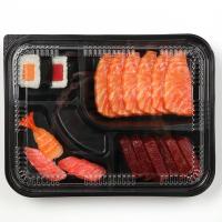 China Japanese Disposable Square Plastic With Cover Five Boxes Of Fruit Fast Food Box Packaging Takeout Packaging Box Sushi Lu for sale