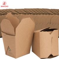 China Custom Logo Printed Kraft Paper Noodle Box Biodegradable Food Box With Handle UV Protection And Matt Lamination for sale