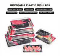 China Sushi Takeaway Container Plastic Food Packaging Boxes Trays With Lid sushi contain box for sale