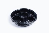 China Round Disposable Food Packaging Plastic Sushi Trays with Lid for sale