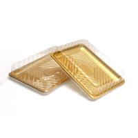 China Stock Gold Leaf Large Capacity rectangle Disposable Plastic Sushi Tray for Party for sale