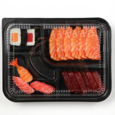 China Sushi Box Takeaway Disposable Tray with Lid Divided Food Lunch Box for Packaging for sale
