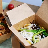 China Kraft paper packaging box for food, environmentally friendly custom disposable food box for takeaway packaging for sale