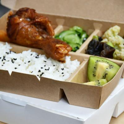 China New Product 2025 5-grid Packaging Deli Lunch Box Small Kraft Paper Biscuit Box Lunch Food Box for sale