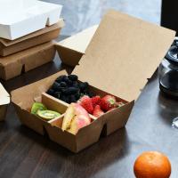 China Best and Cheapest 4 Compartment Disposable Compartment Meal Prep Container Multi Grid Kraft Paper Lunch Box for sale