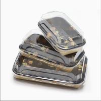 China Greaseproof Sushi Packaging Boxes Custom Design Sushi Paper Food Disposable Paper Container Box with Pet Lid for sale