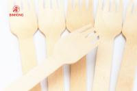 China Cake Disposable Wooden Cutlery Set Spoon / Fork / Knife Individual Paper Wrapped for sale