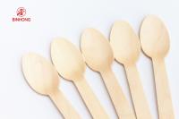 China Cake Disposable Wooden Cutlery Set Spoon / Fork / Knife Individual Paper Wrapped for sale