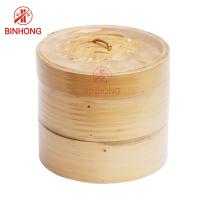 China Round Shape 24cm Bamboo Steamer Basket For Dumplings for sale