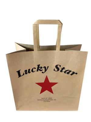 China Disposable Flat Bottom 27cm Kraft Paper Bag for sale