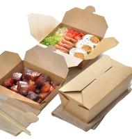 China Biodegradable Printed Paper Take Away Box Disposable 55oz for sale