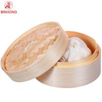 China Customized Logo 4 Inch Bamboo Steamer Basket For Dim Sum for sale