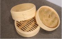 China Mouldproof 2 Tier 8 Inch Bamboo Steamer Basket for sale