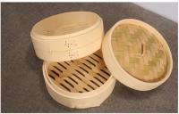China Custom 6-10inch Natural Bamboo Dumpling Steamer 2 Tiers With Lid for sale