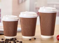 China 90mm Mouth Three Layers Corrugated Disposable Coffee Cups 16oz for sale