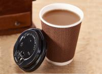 China 90mm Mouth Three Layers Corrugated Disposable Coffee Cups 16oz for sale
