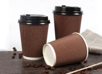 China 90mm Mouth Three Layers Corrugated Disposable Coffee Cups 16oz for sale