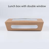 China 1200ml 337 380 400gsm Kraft Paper Lunch Box With PET Window for sale