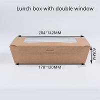 China 1200ml 337 380 400gsm Kraft Paper Lunch Box With PET Window for sale