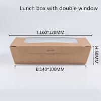 China 1200ml 337 380 400gsm Kraft Paper Lunch Box With PET Window for sale