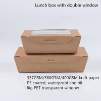 China 1200ml 337 380 400gsm Kraft Paper Lunch Box With PET Window for sale