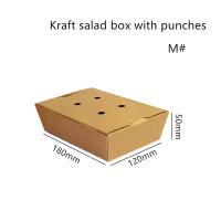 China Salad Kraft Paper Take Away Box Microwavable Disposable With Punches for sale