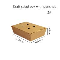 China Salad Kraft Paper Take Away Box Microwavable Disposable With Punches for sale