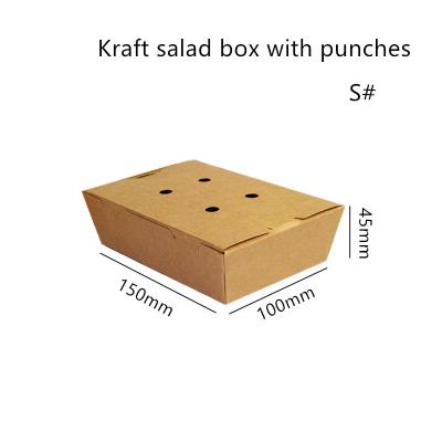 China Salad Kraft Paper Take Away Box Microwavable Disposable With Punches for sale